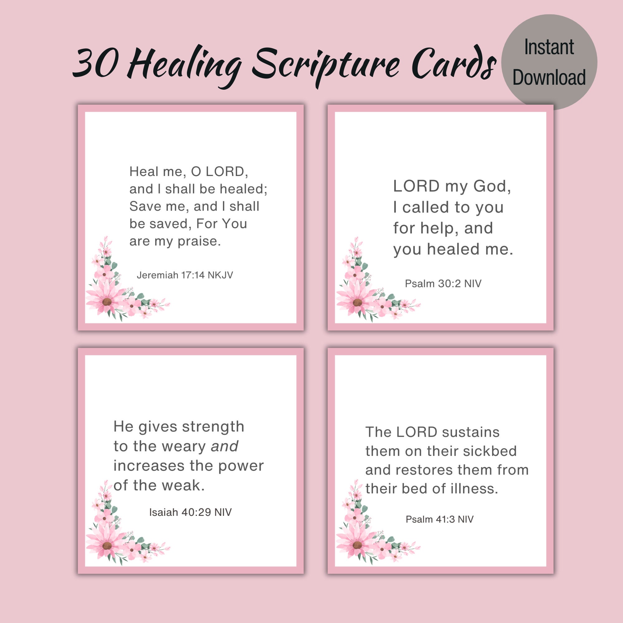 30 Healing Scripture Cards| Printable Scripture Cards | Healing Bible ...
