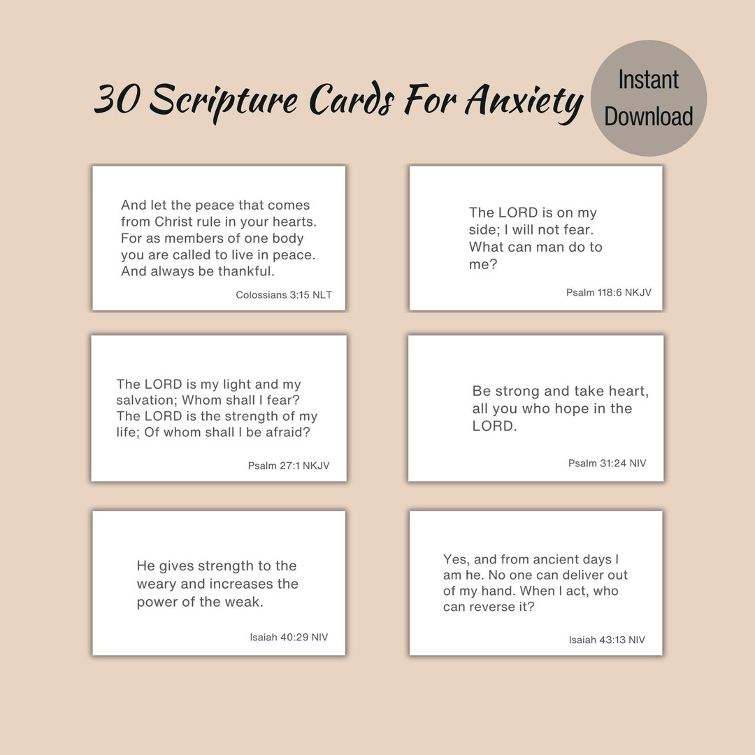 30 Printable Scripture Cards for Anxiety Minimalist Bible Verse Cards ...