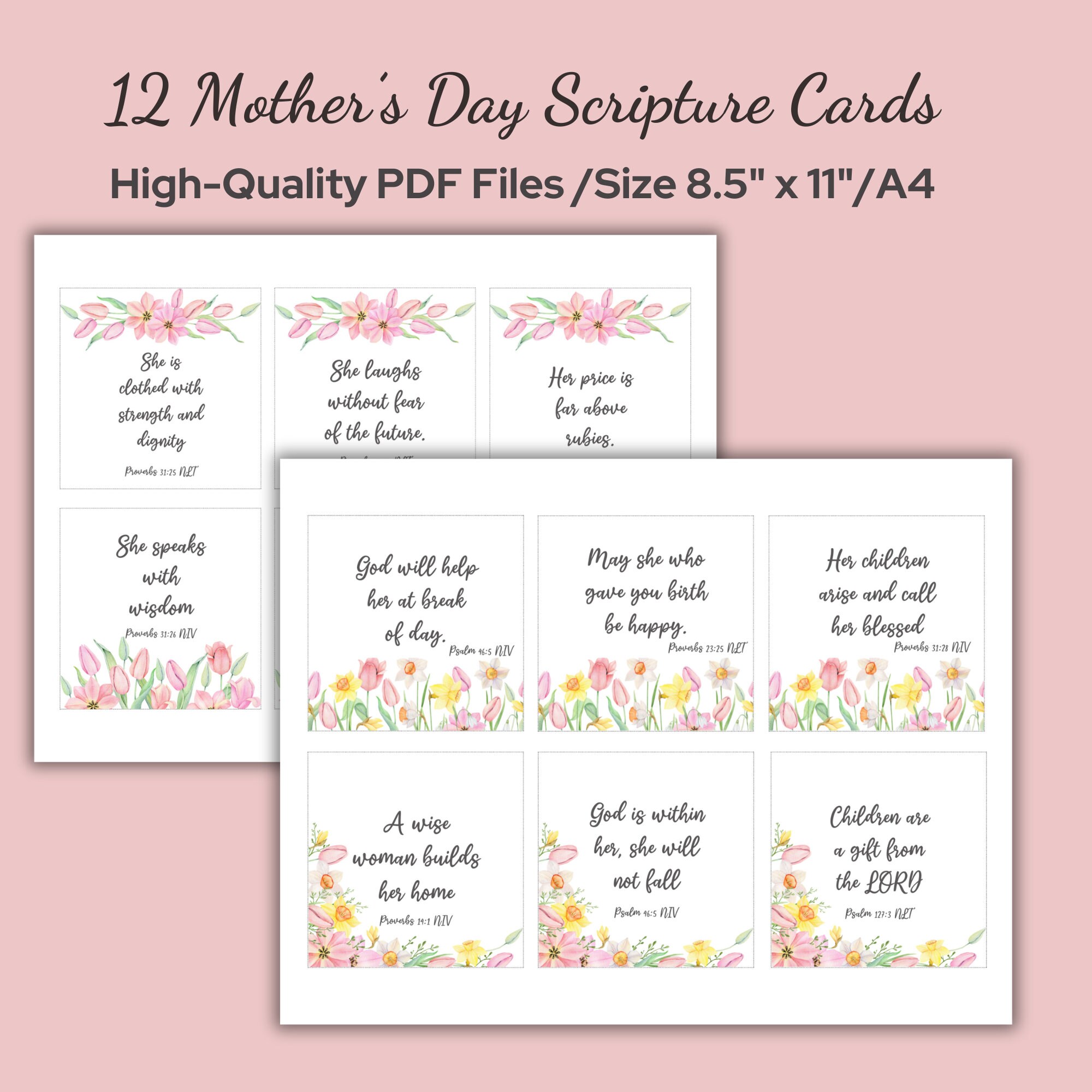 12 Printable Mothers Day Scripture Cards | Mothers Day Bible Verse ...