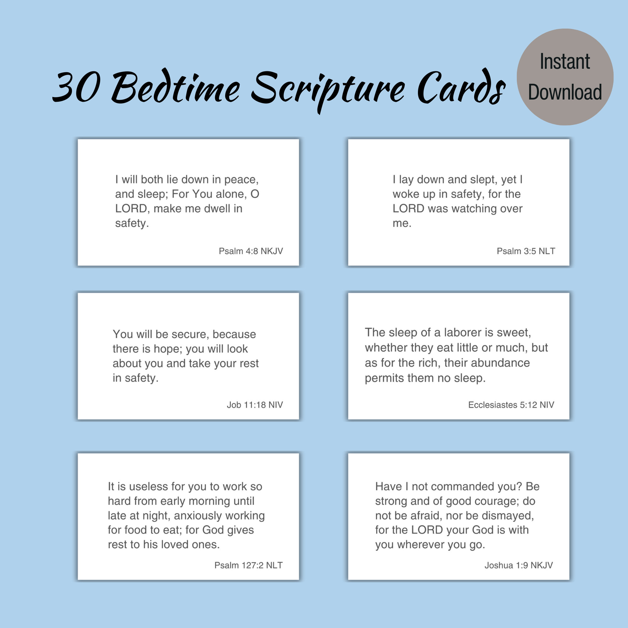 30 Printable Bedtime Scripture Cards | Minimalist Scripture Cards ...
