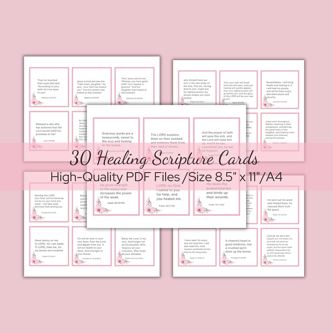 30 Healing Scripture Cards| Printable Scripture Cards | Healing Bible ...