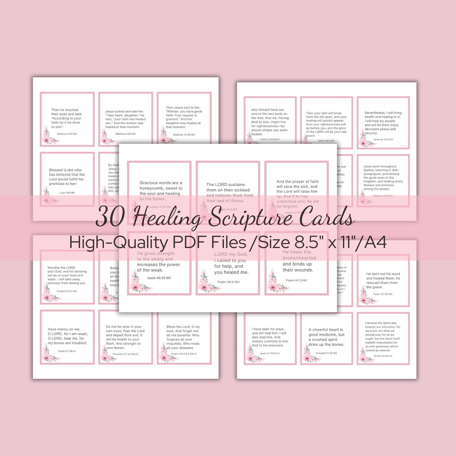30 Healing Scripture Cards| Printable Scripture Cards | Healing Bible ...