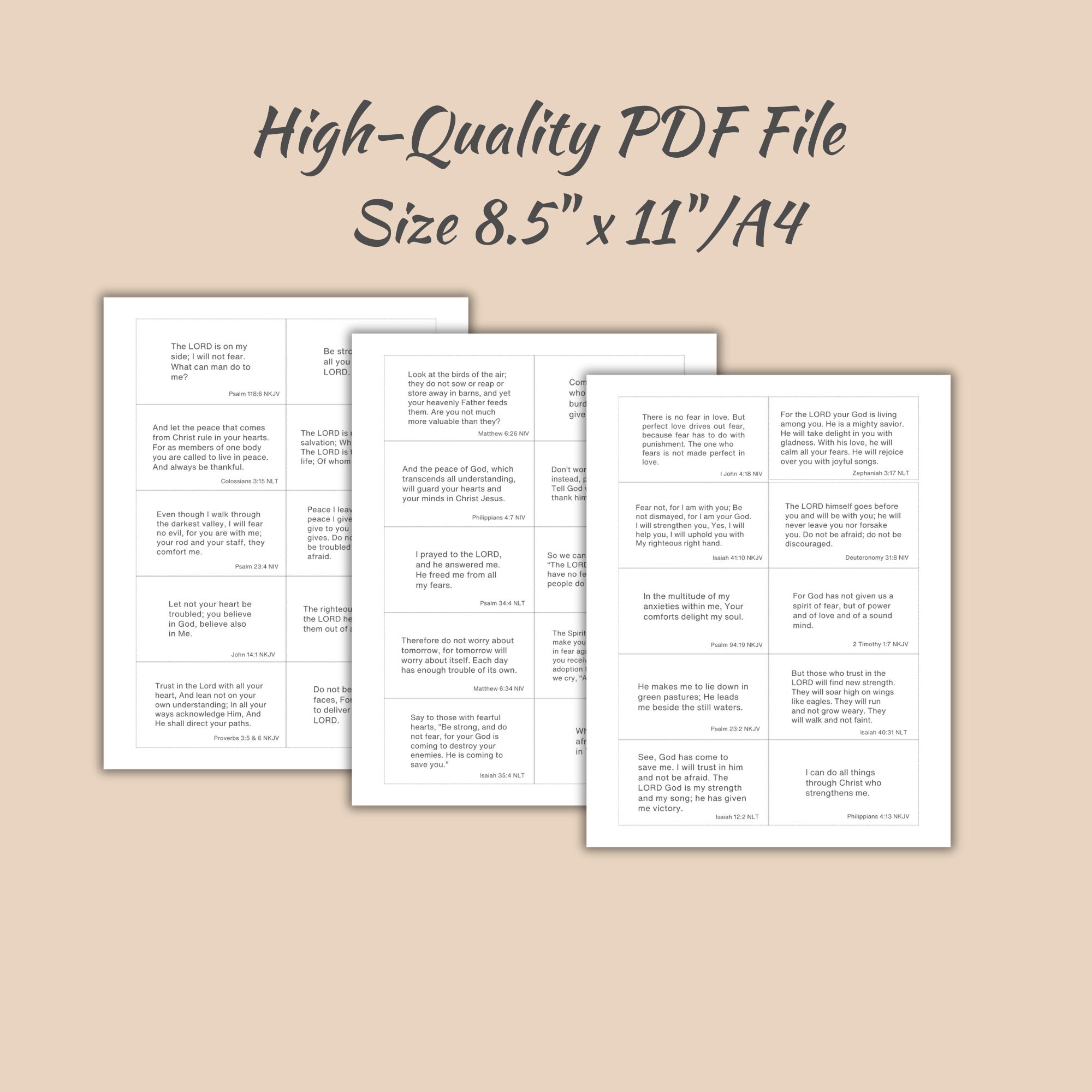 30 Printable Scripture Cards for Anxiety Minimalist Bible Verse Cards ...