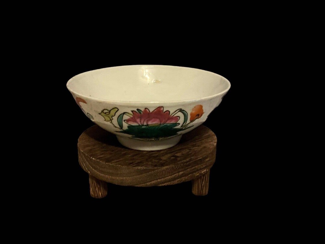 Antique Chinese Export Rice Bowl Signed Red Mark Hand Painted China ...