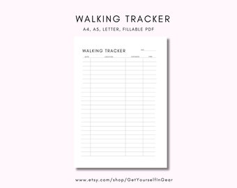 Walking Log Tracker Printable, Walking Journal, Steps Tracker, Miles ...