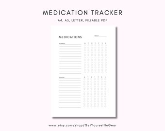 Medication Log Printable, Medication Tracker, Medication Reminder List ...