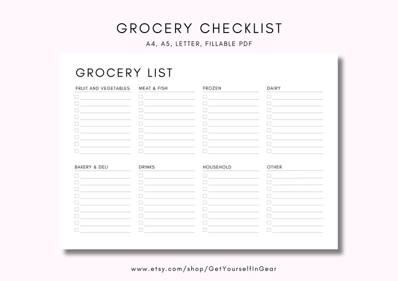 Grocery Checklist - Etsy