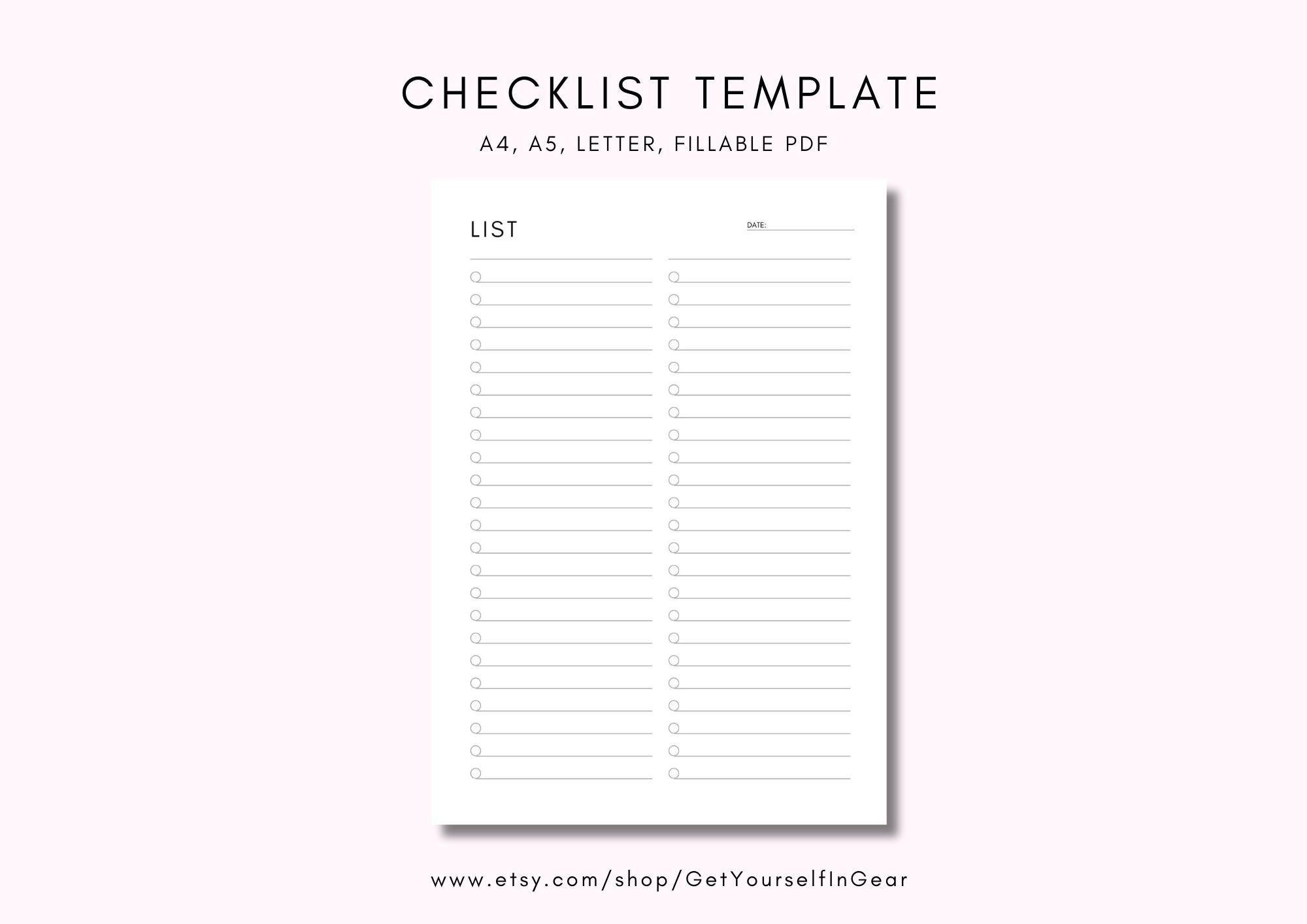 Blank Checklist Template - Etsy