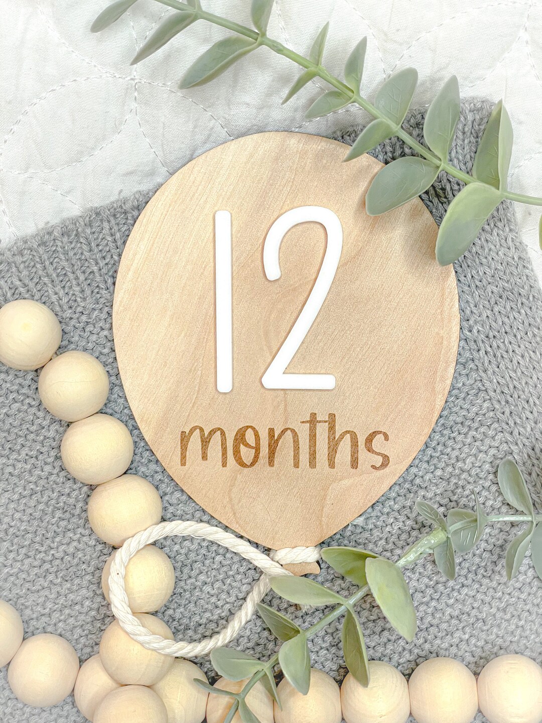 Wooden Monthly Milestones Balloon Baby Milestones Interchangeable ...