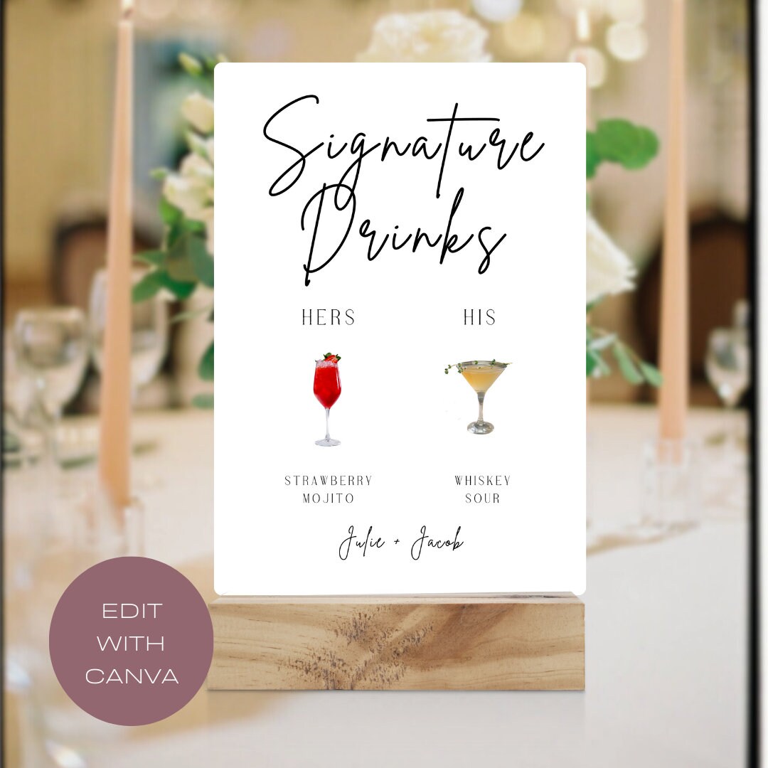 Minimalist Signature Drinks Sign Template INSTANT DOWNLOAD Modern ...