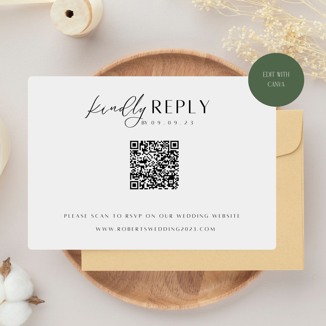 Minimalist RSVP Qr Code Template INSTANT DOWNLOAD Digital Invitation ...