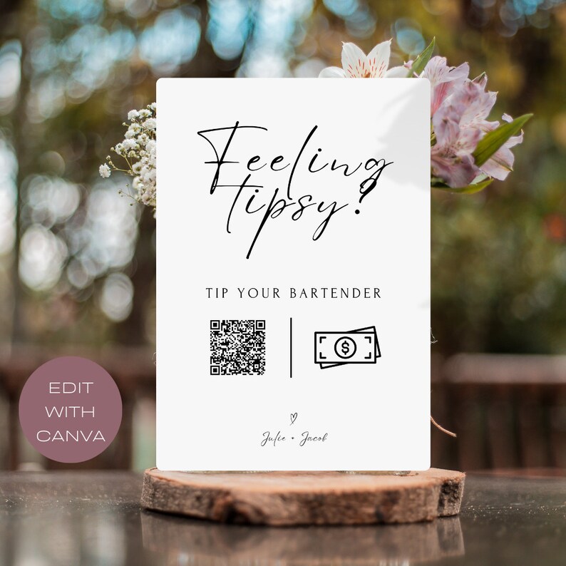 Feeling Tipsy Sign Template | INSTANT DOWNLOAD | Bartender Tip Sign ...