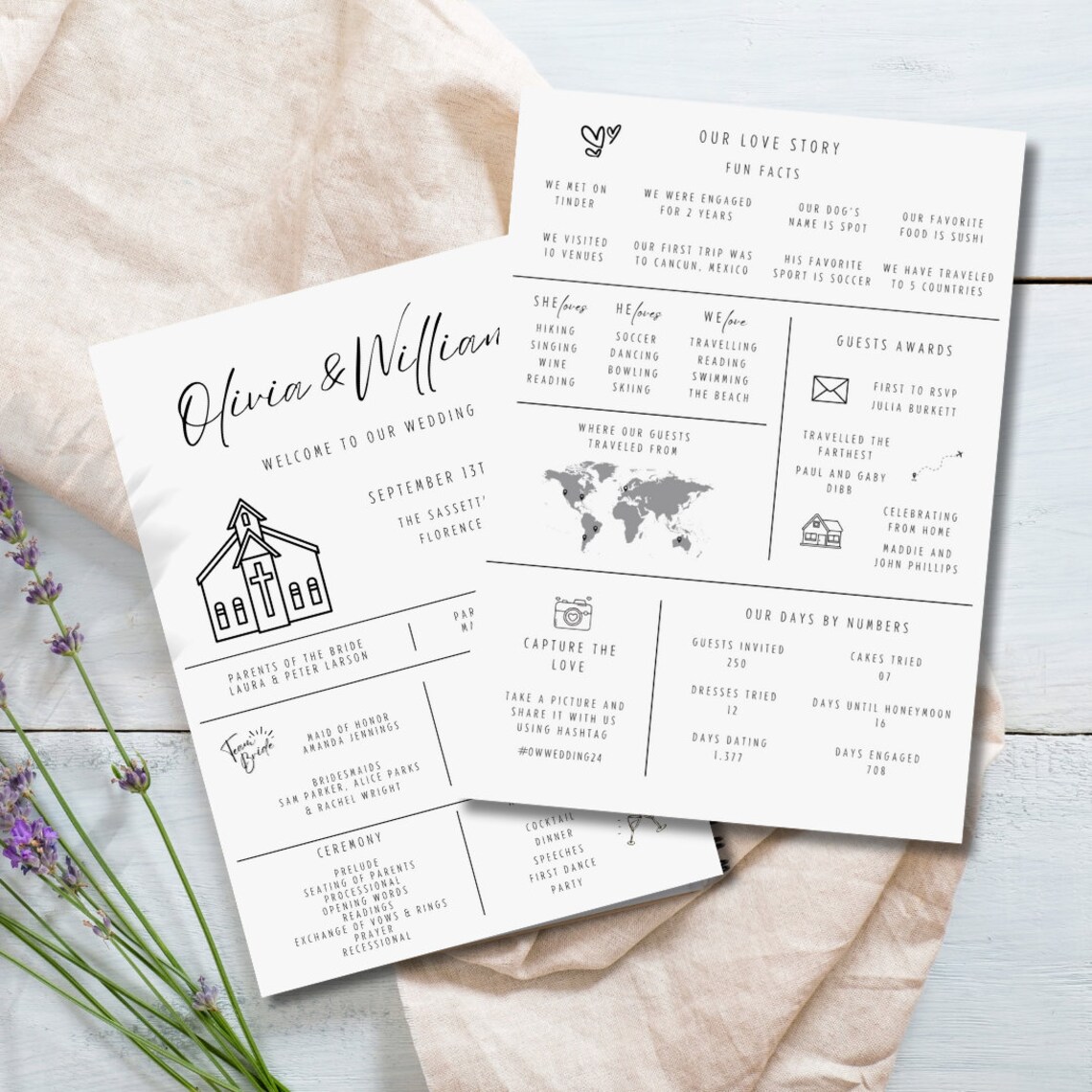 Wedding Program Template Fun Facts, Infographic Wedding Program, Church ...