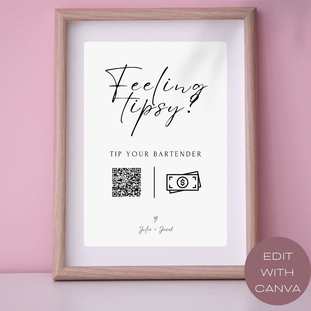 Feeling Tipsy Sign Template | INSTANT DOWNLOAD | Bartender Tip Sign ...