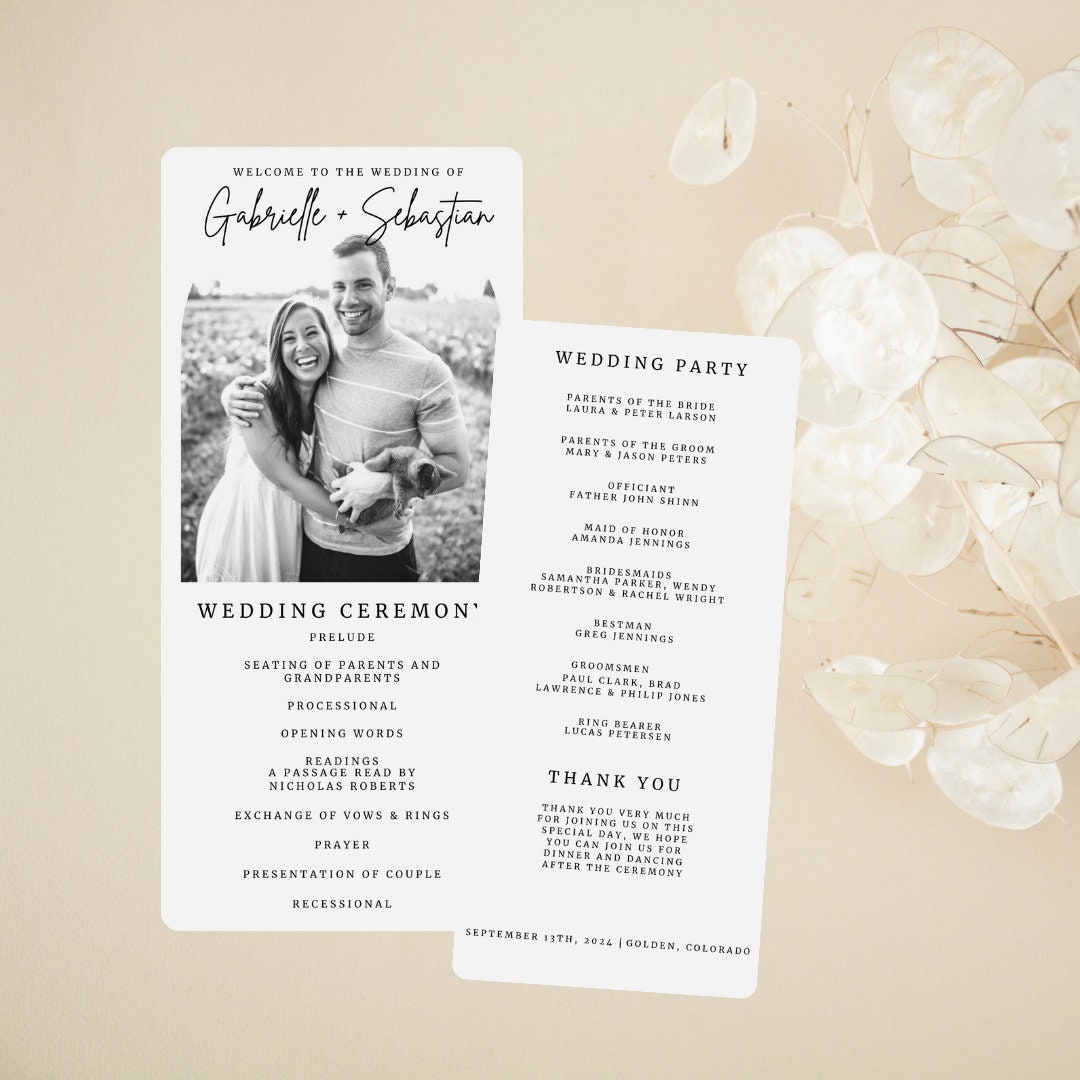 Photo Church Wedding Program Template INSTANT DOWNLOAD Wedding Decor ...