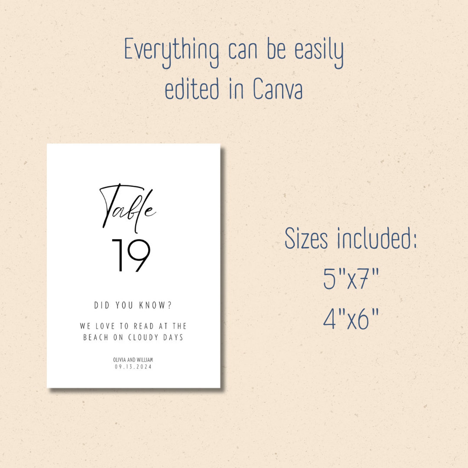 Fun Facts Table Numbers Template (4x6 and 5x7), Table Wedding Decor ...