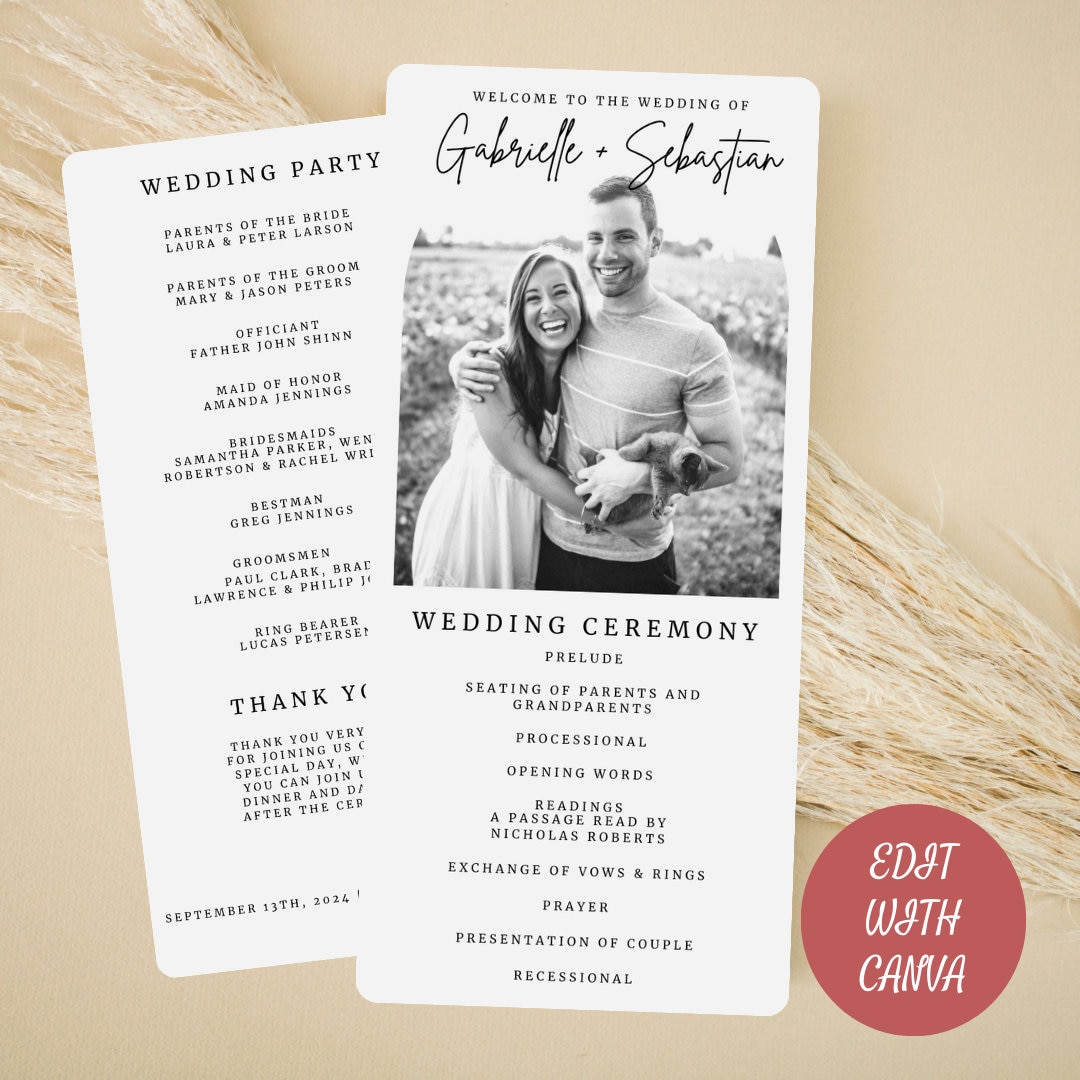 Photo Church Wedding Program Template INSTANT DOWNLOAD Wedding Decor ...