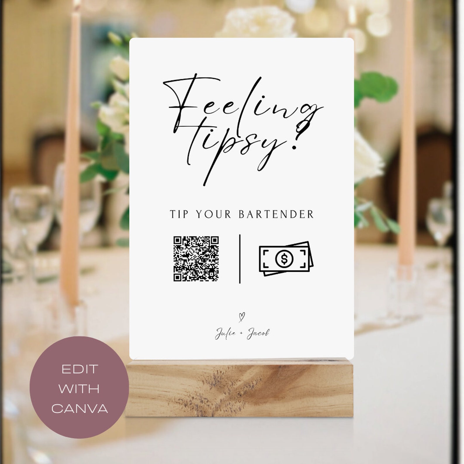 Feeling Tipsy Sign Template | INSTANT DOWNLOAD | Bartender Tip Sign ...