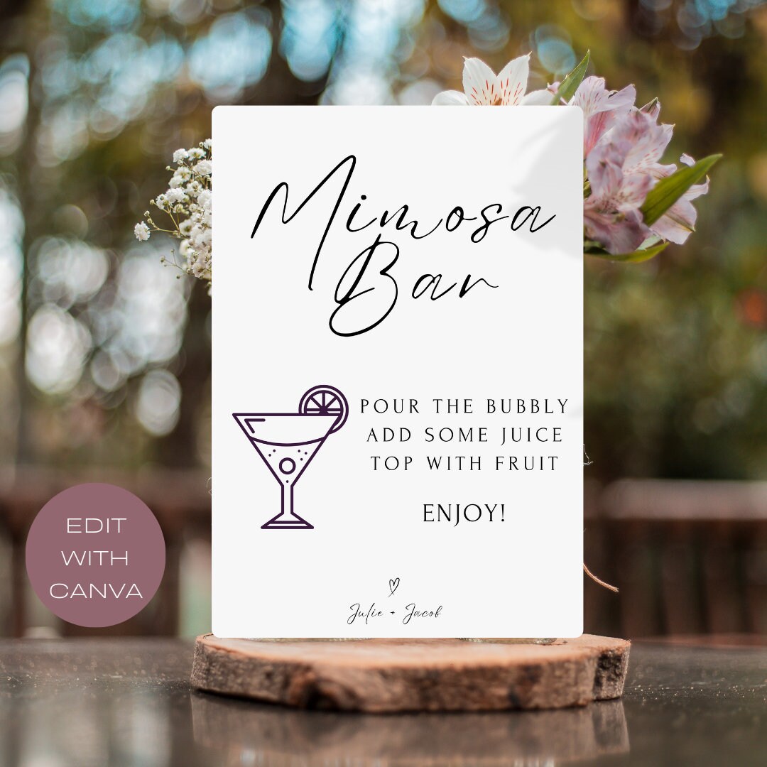 Minimalist Mimosa Bar Sign Template | INSTANT DOWNLOAD | Modern Wedding ...