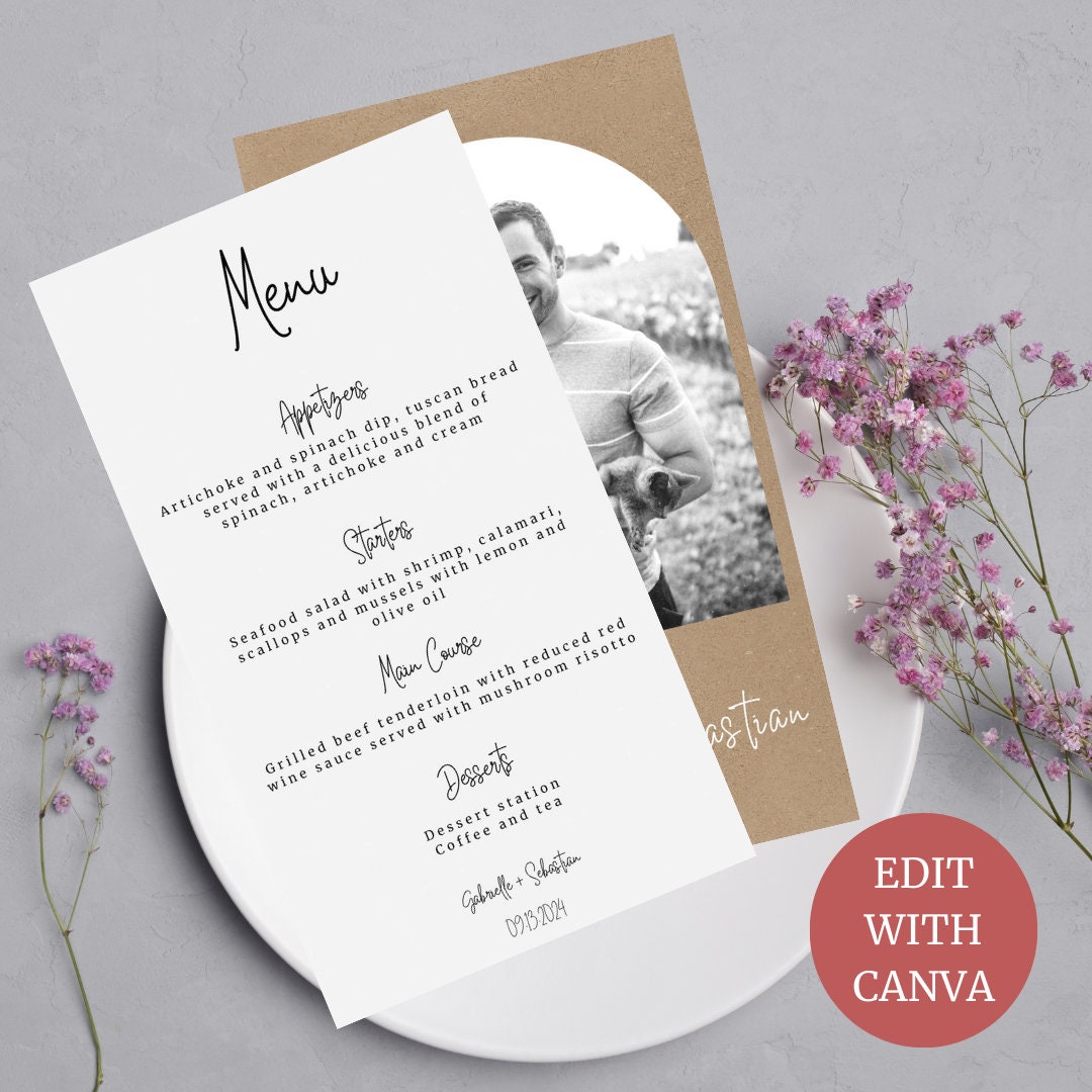 Photo Menu Template INSTANT DOWNLOAD Wedding Table Decor Wedding ...