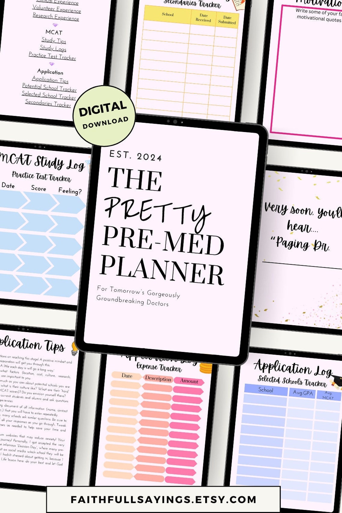 The Pretty Pre-med Planner | Digital Pre-med Planner | MCAT ...