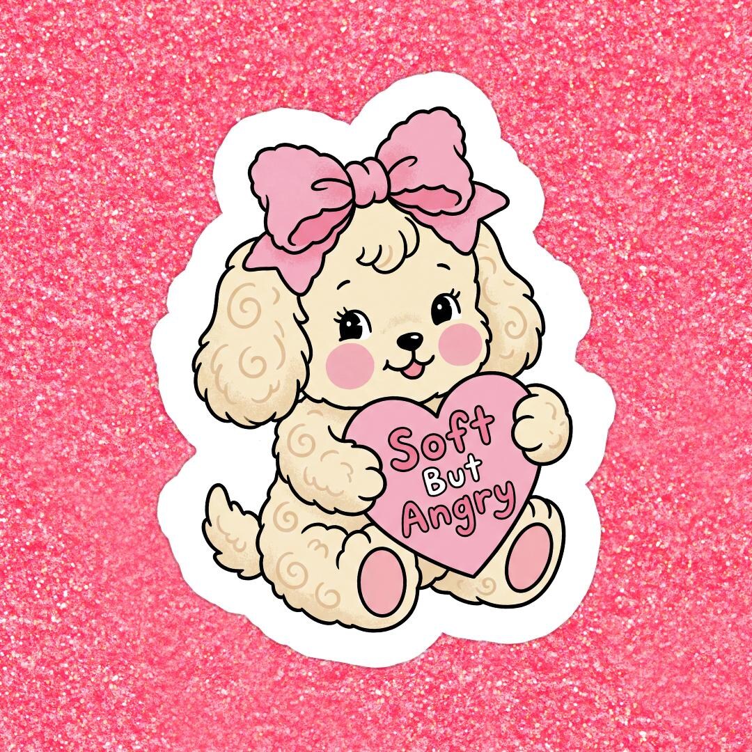 Soft but Angry Dog Waterproof Vinyl Sticker - Etsy