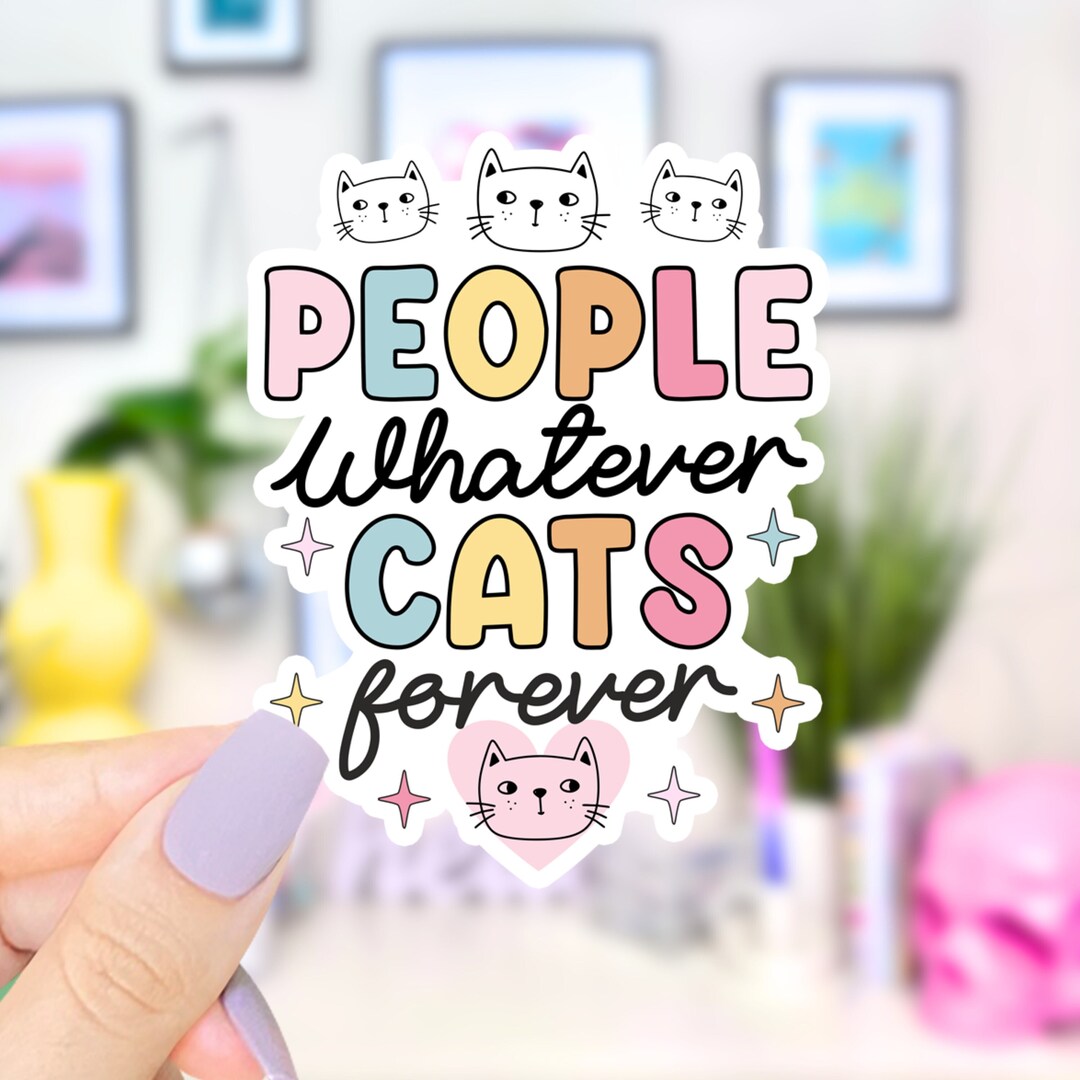 Cat Sticker, Waterproof Sticker, Vinyl Sticker, Cute Sticker, Funny Cat ...