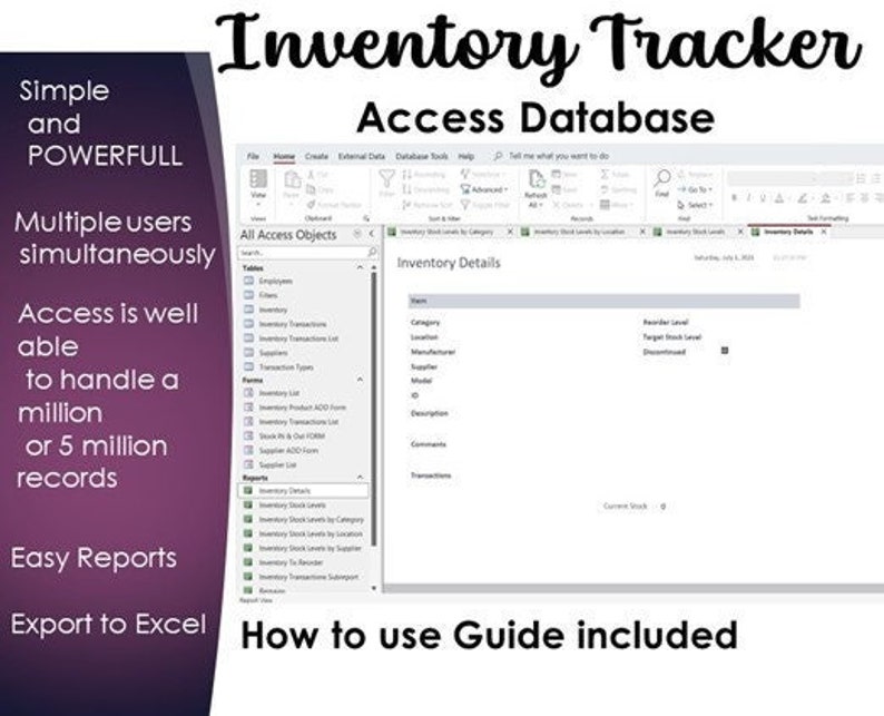 Inventory Tracker Database (access) - Etsy