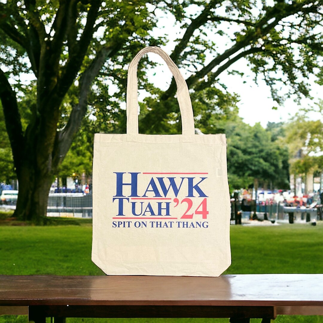Hawk Tuah Canvas Tote Bag Funny Viral Reel Merch Young Adult Gift Idea ...