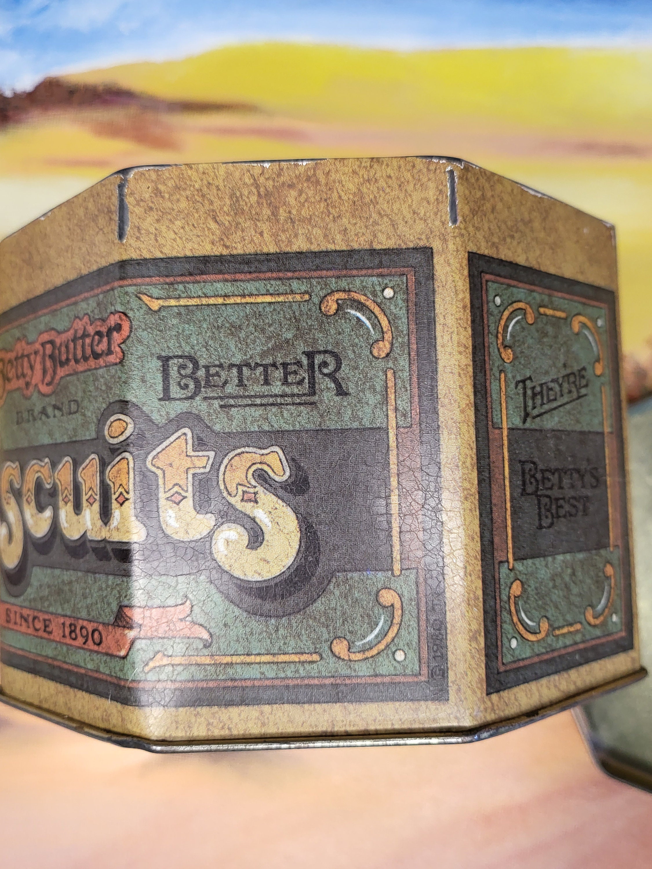 Vintage Tin-advertising/confectionery-betty Butter Brand Biscuits-green ...