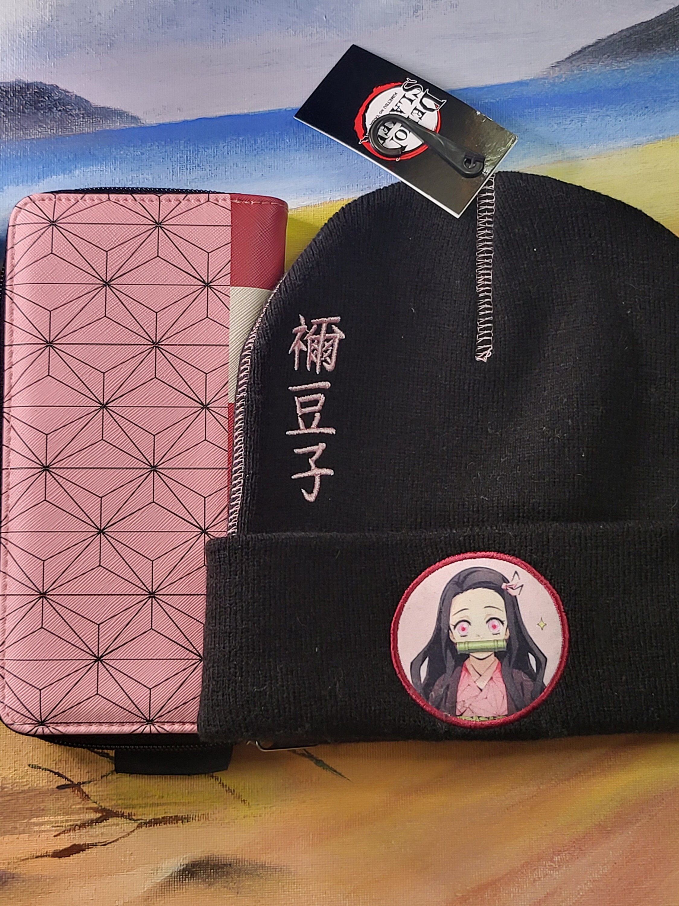 Demon Slayer: Kimetsu No Yaiba Nezuko Contrast Stitch Beanie and Demon ...
