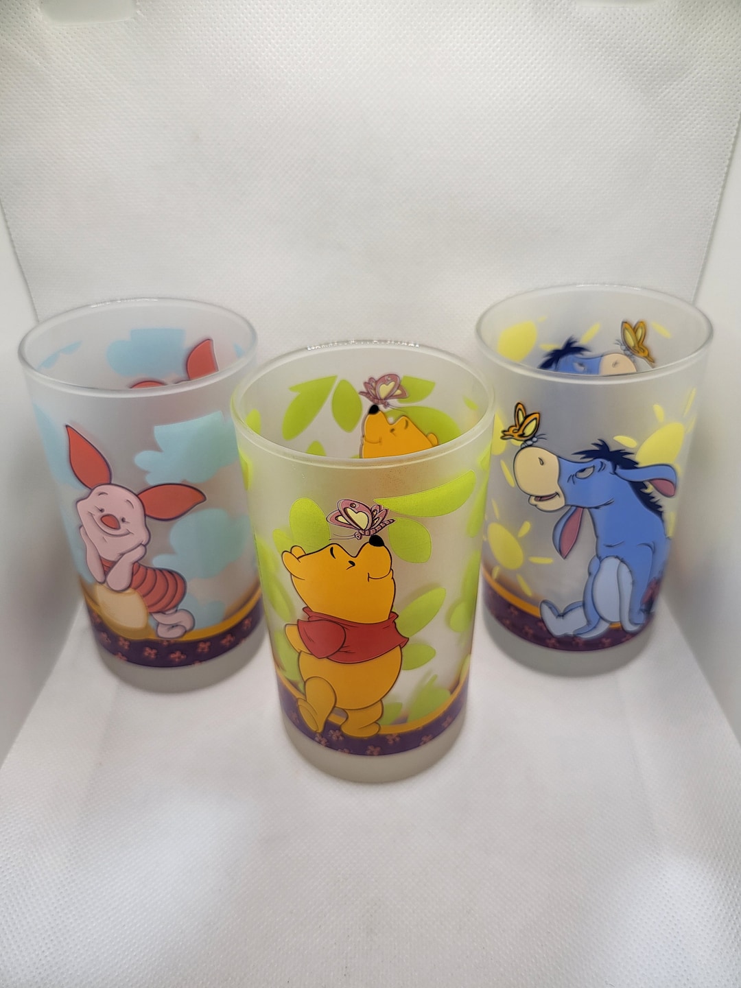 90s Vintage Disney Winnie the Pooh Frosted Collectable Glasses - Etsy