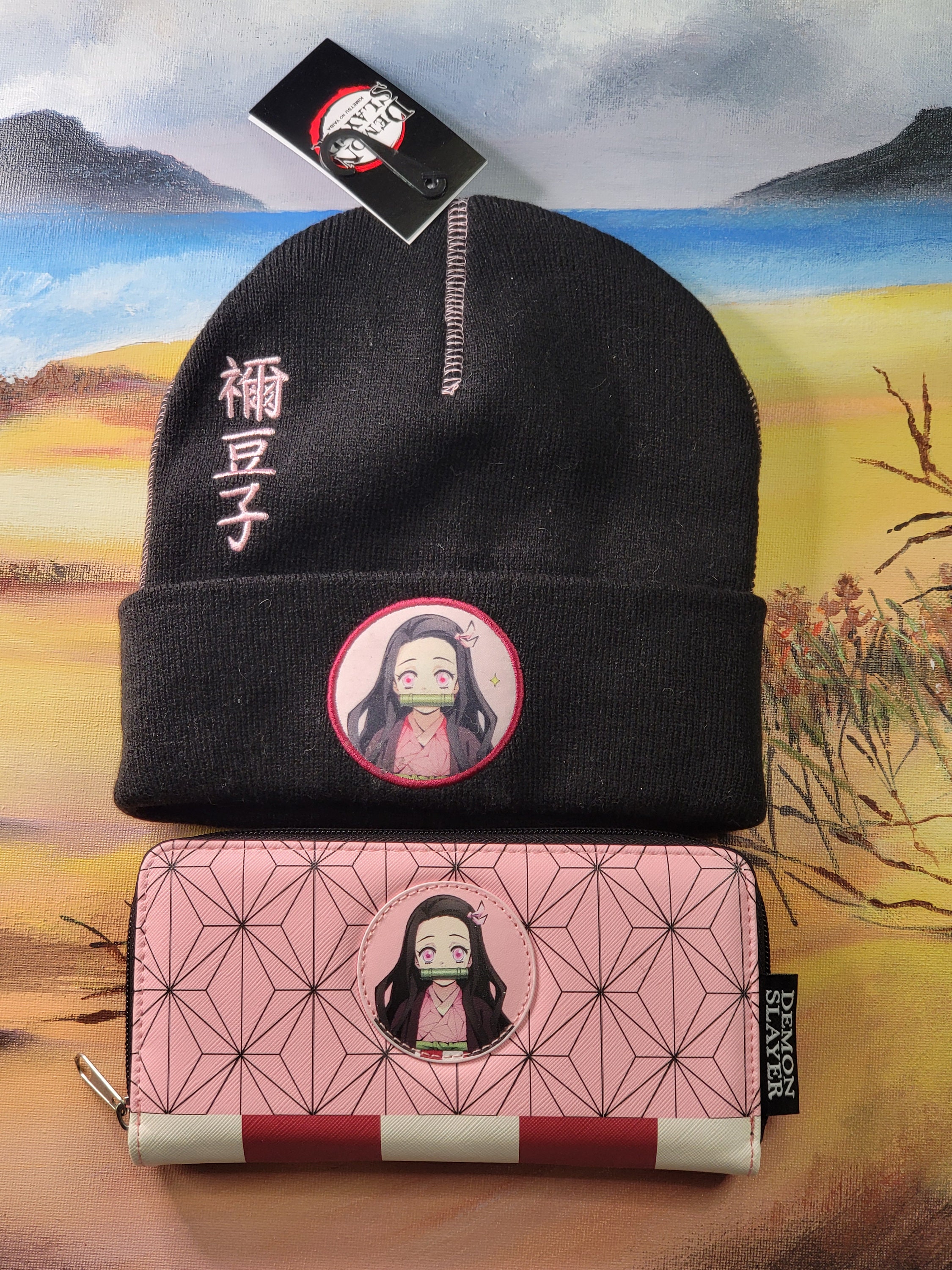 Demon Slayer: Kimetsu No Yaiba Nezuko Contrast Stitch Beanie and Demon ...