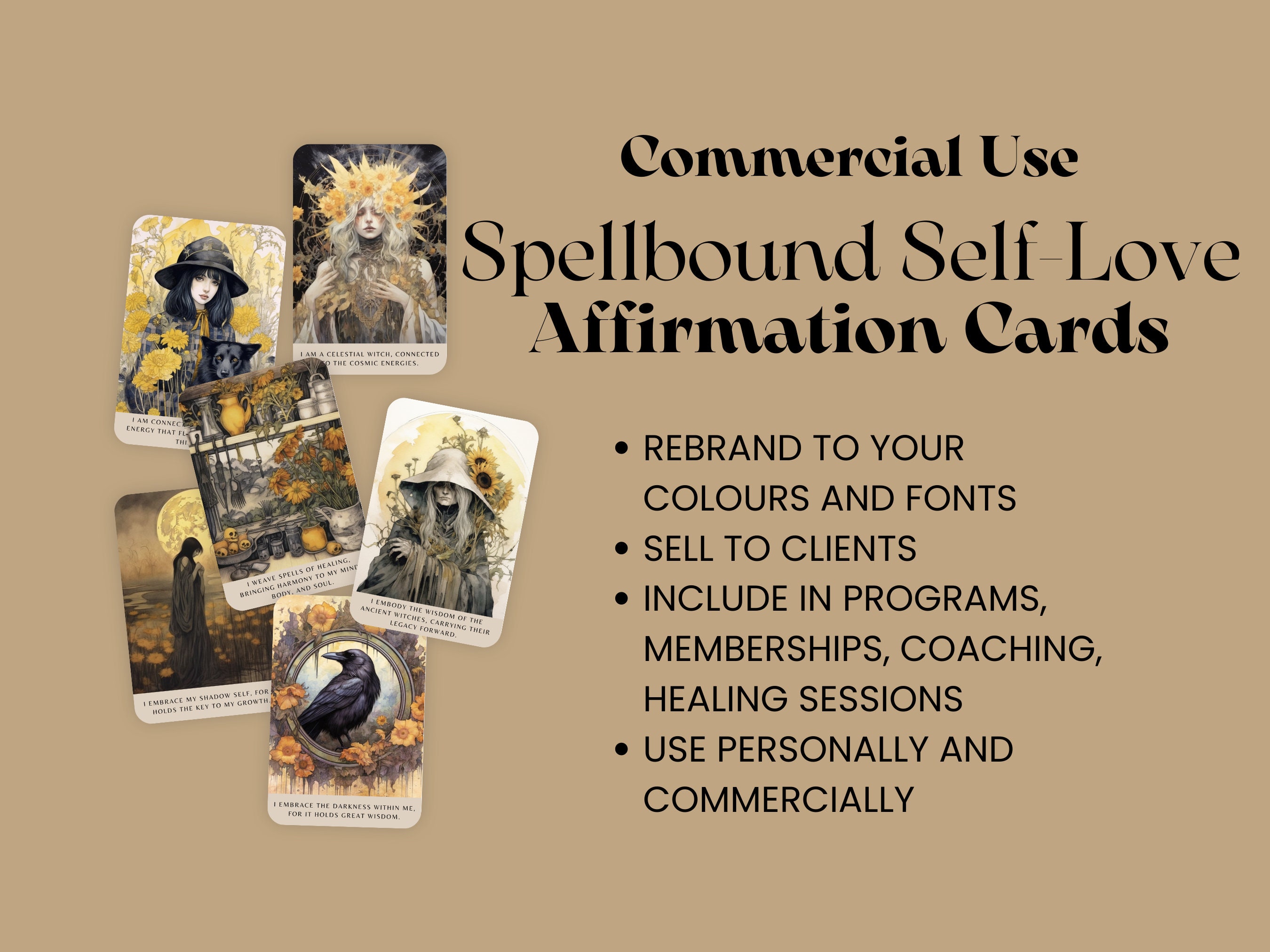 PLR Witchcraft Affirmation Cards, Done for You Canva Template for ...