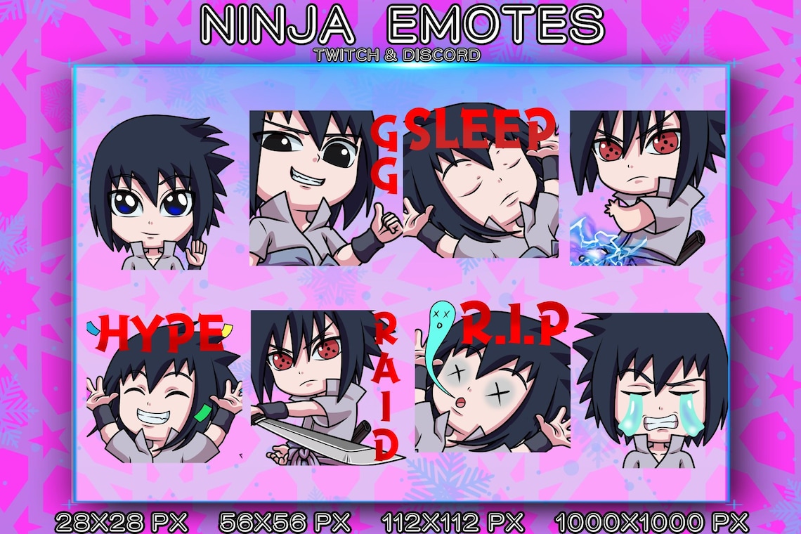 Sasuke Twitch Emotes Naruto Emotes Anime Twitch Emotes - Etsy