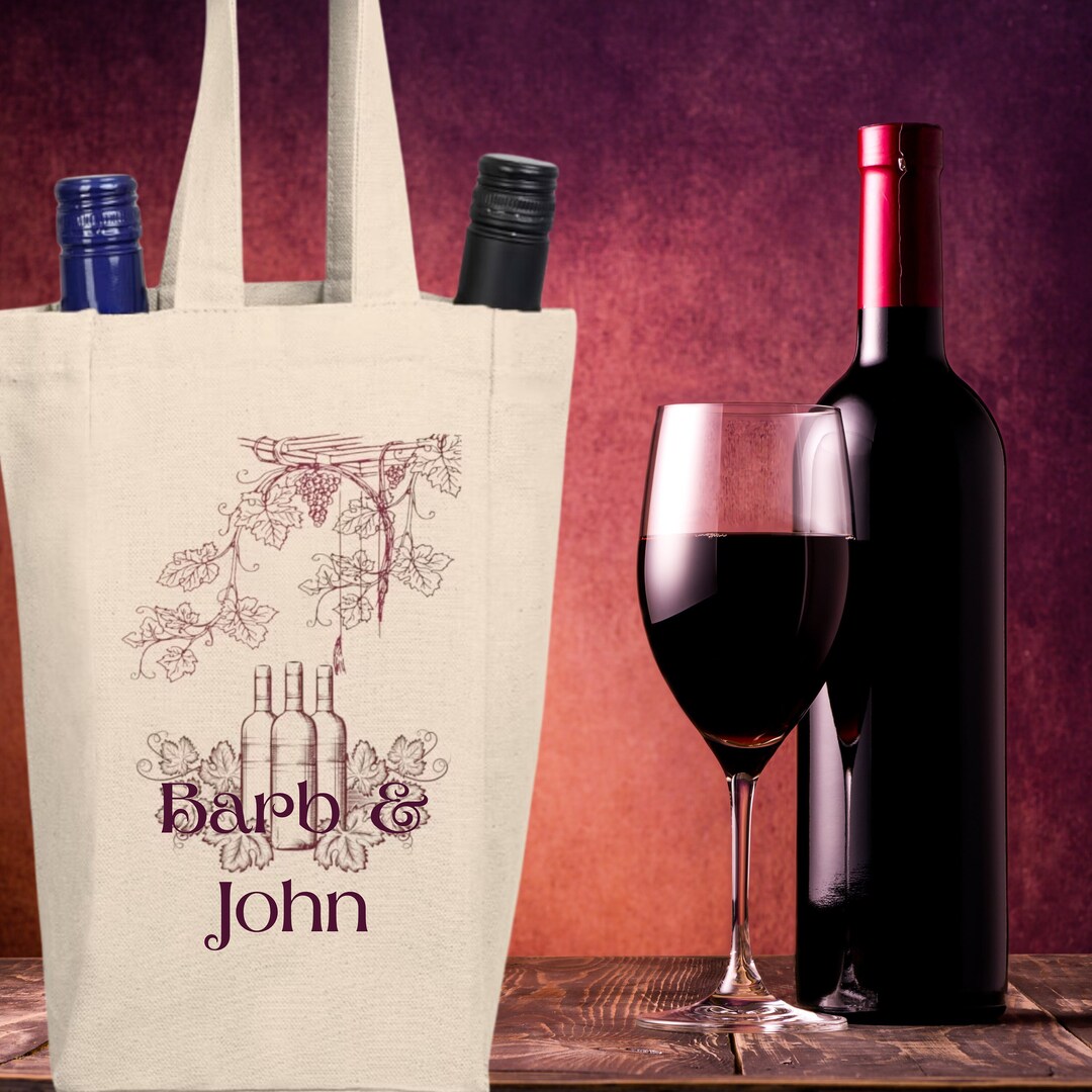 Personalized, Custom Wine Bag, Double Bottle Wine Tote, Wine Carrier ...