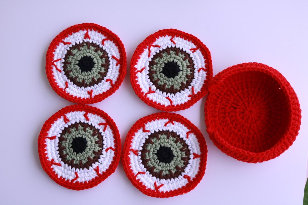 Spooky Halloween Eyeball Coasters Set Unique Handmade Decor - Etsy