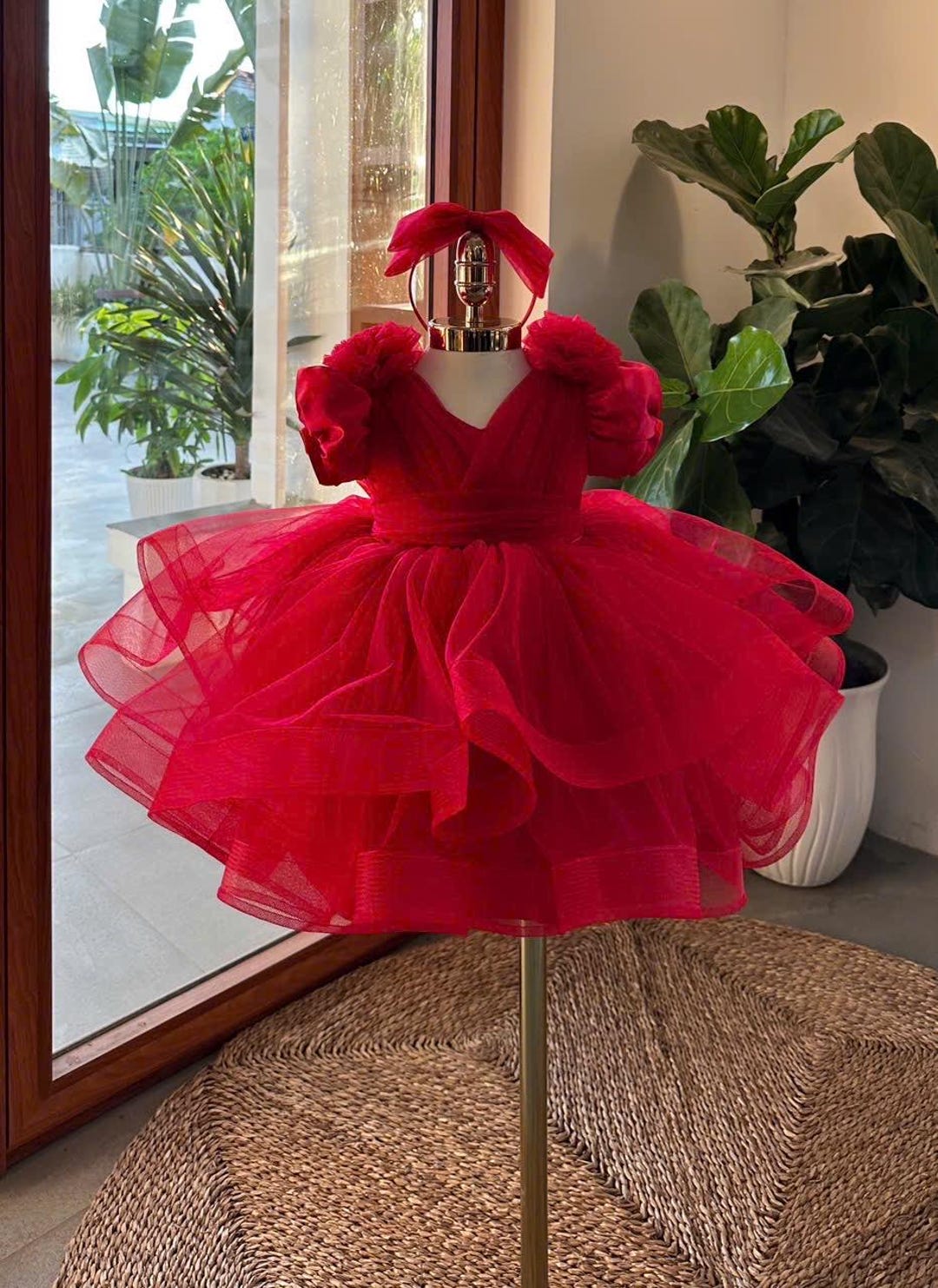 Handmade Ruffled Red Dress: Girls Party Outfit (ages 1-8) - Etsy