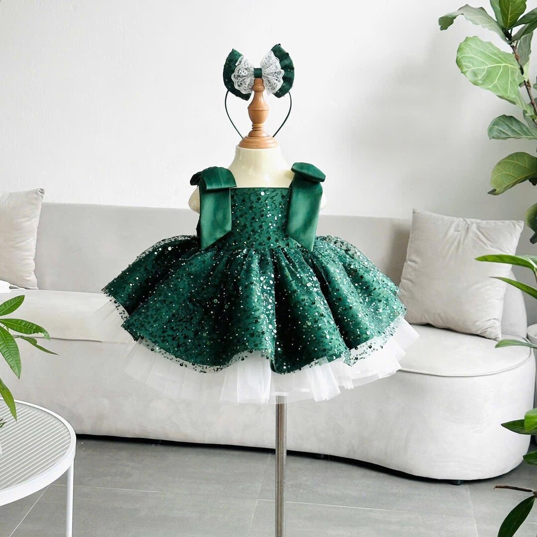 Handmade Green Dress for Girls ages 1 to 8 Perfect for Christmas ...