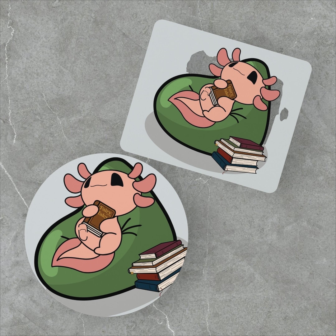 Chillin Chibi Axolotl Mouse Pad - Cute Bookworm Desk Accessories ...