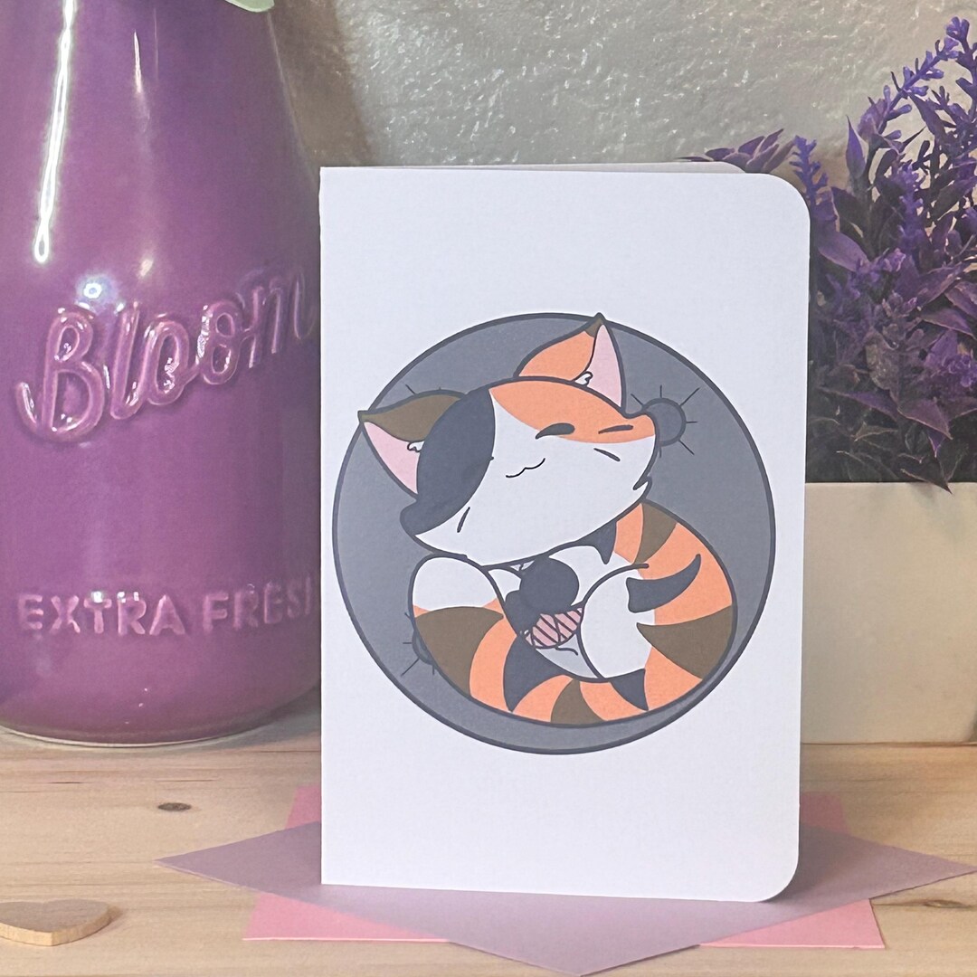 Cozy Chibi Calico Cat 4” X 6” Card Stationary - Etsy