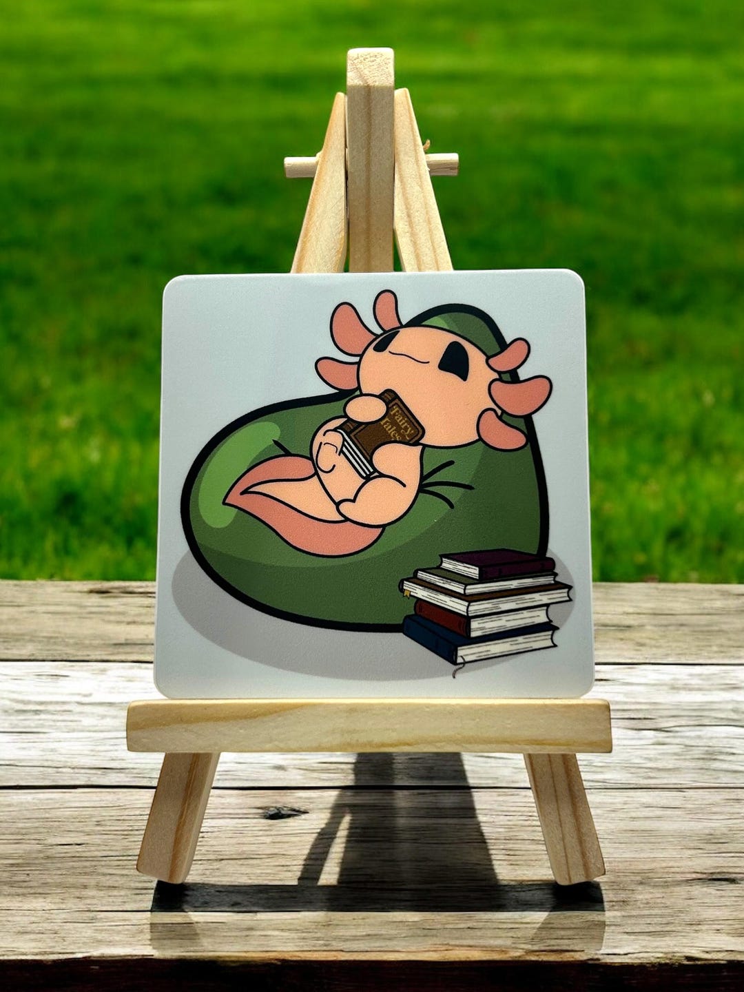 Adorable Bookworm Chibi Axolotl Sticker - Fun Hand Drawn Decal Gift for ...
