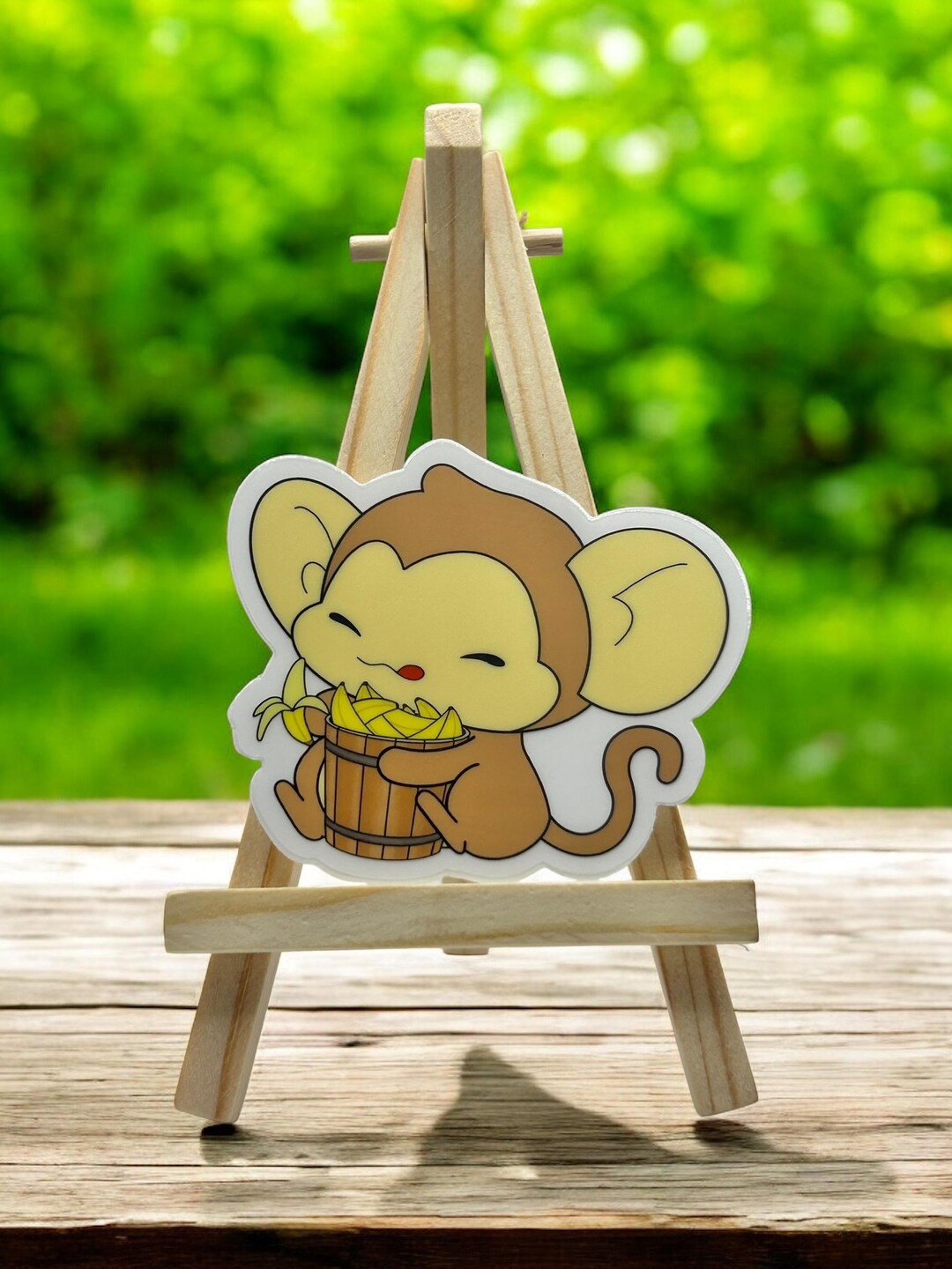 Chibi Banana-munching Monkey Clear Sticker - Cute Decal for Your Laptop ...