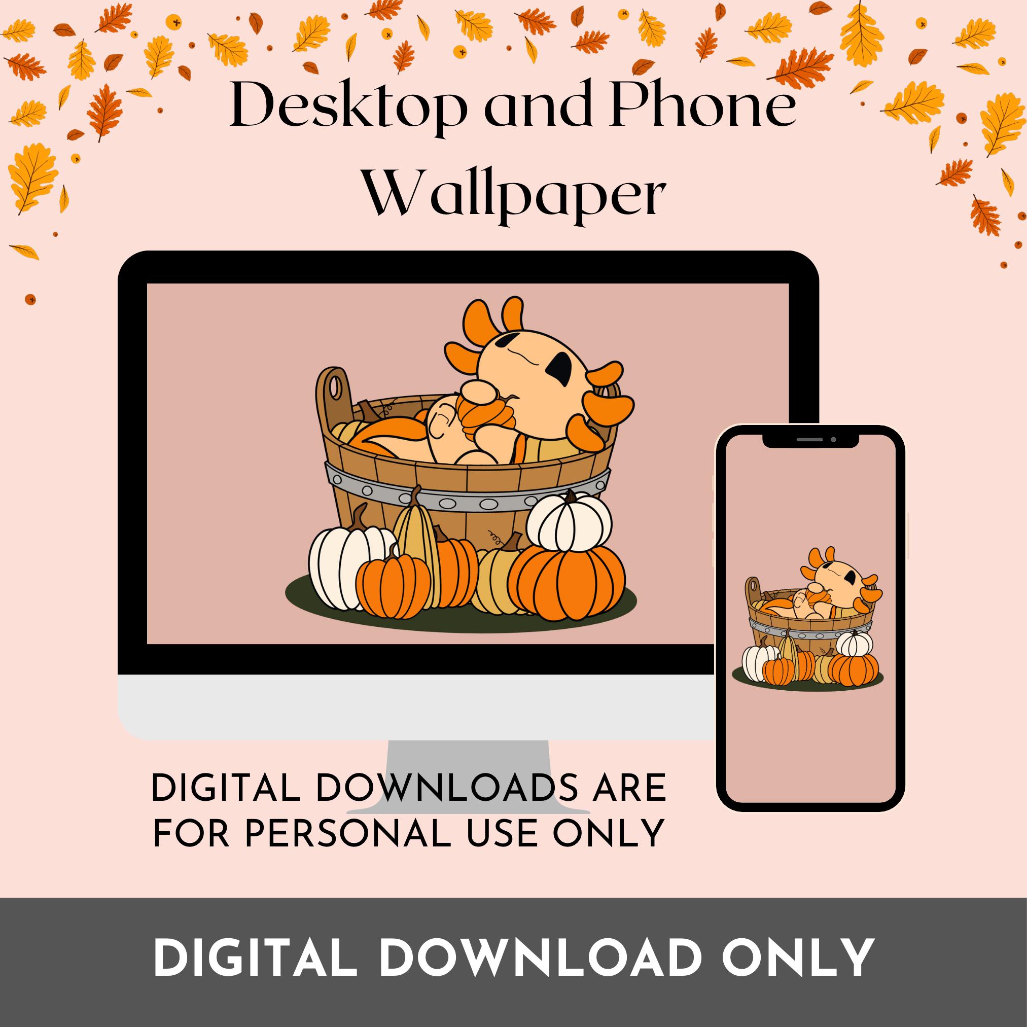 Autumn Axolotl Wallpaper Instant Digital Download for Devices ...