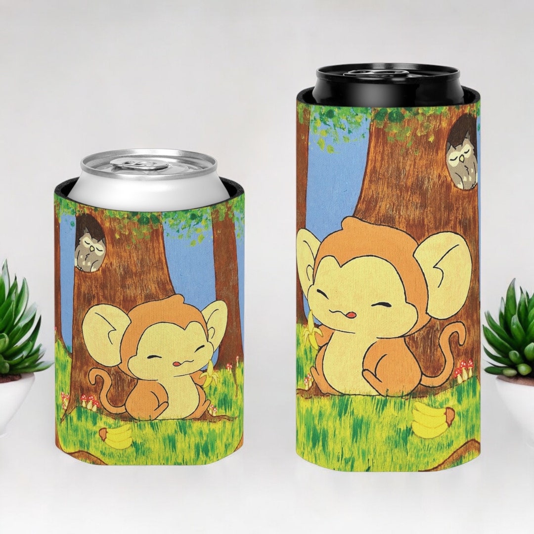 Cute Chibi Monkey Can Cooler - Fun and Functional Beverage Sleeve ...
