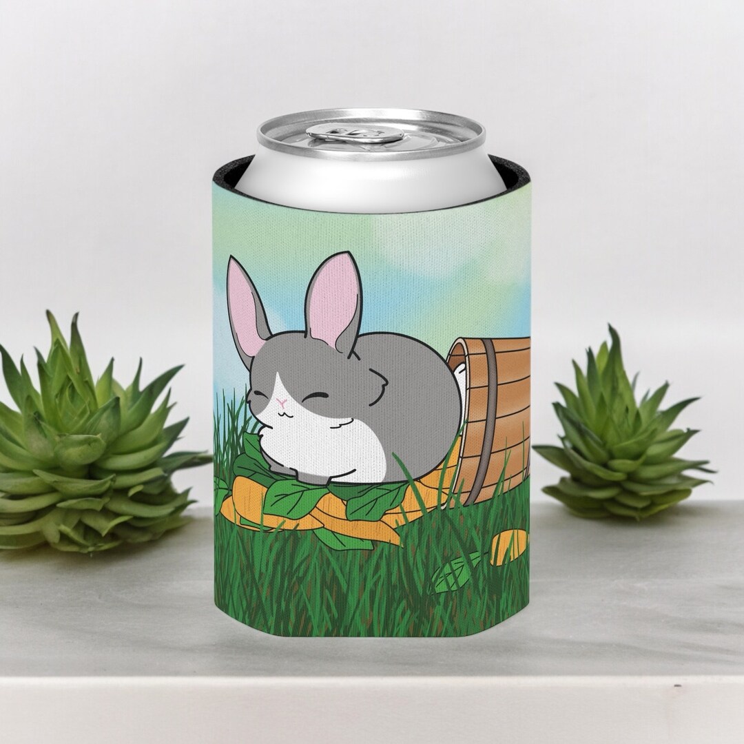 Chibi Bunny Art Can Cooler - Cute Drink Insulator for Animal Lovers ...