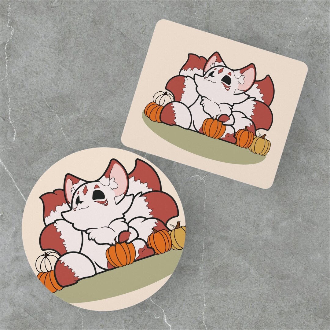 Adorable Kitsune Mouse Pad - Autumn Fox Spirit Desk Mat - Halloween ...