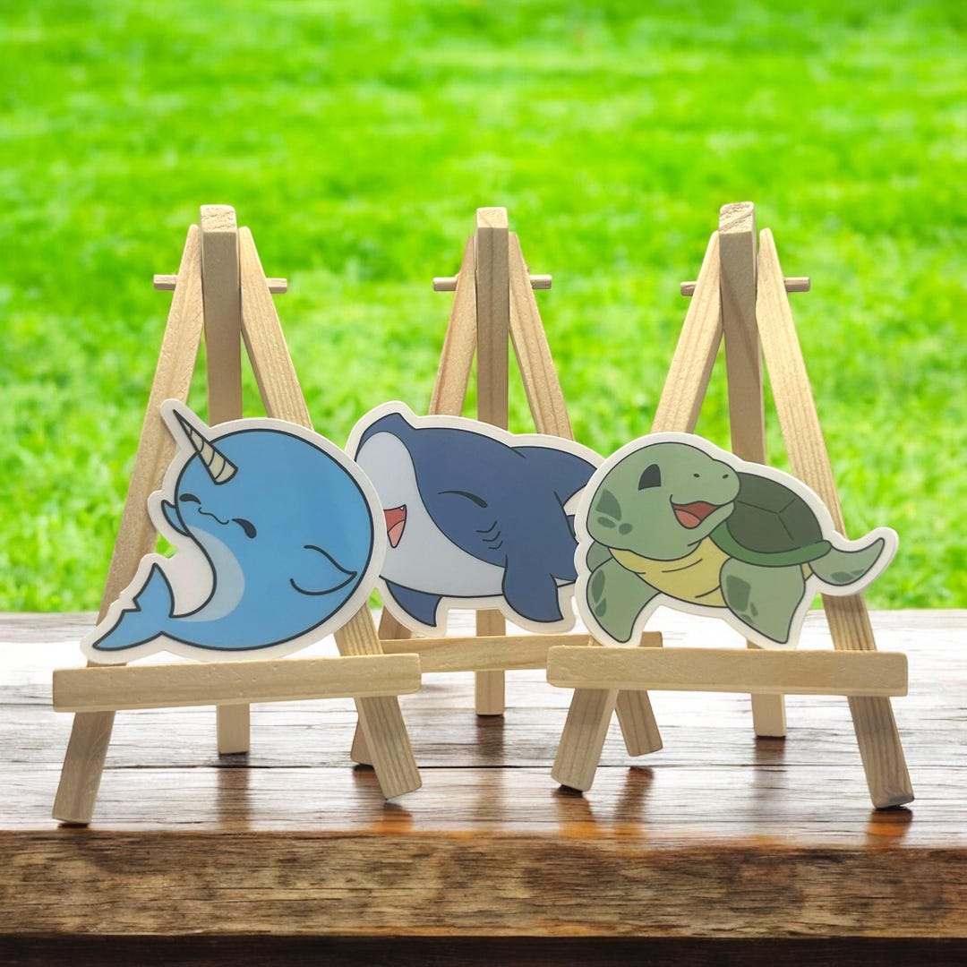 Adorable Chibi Sea Animal Sticker Set - Cute Kawaii Shark Turtle ...