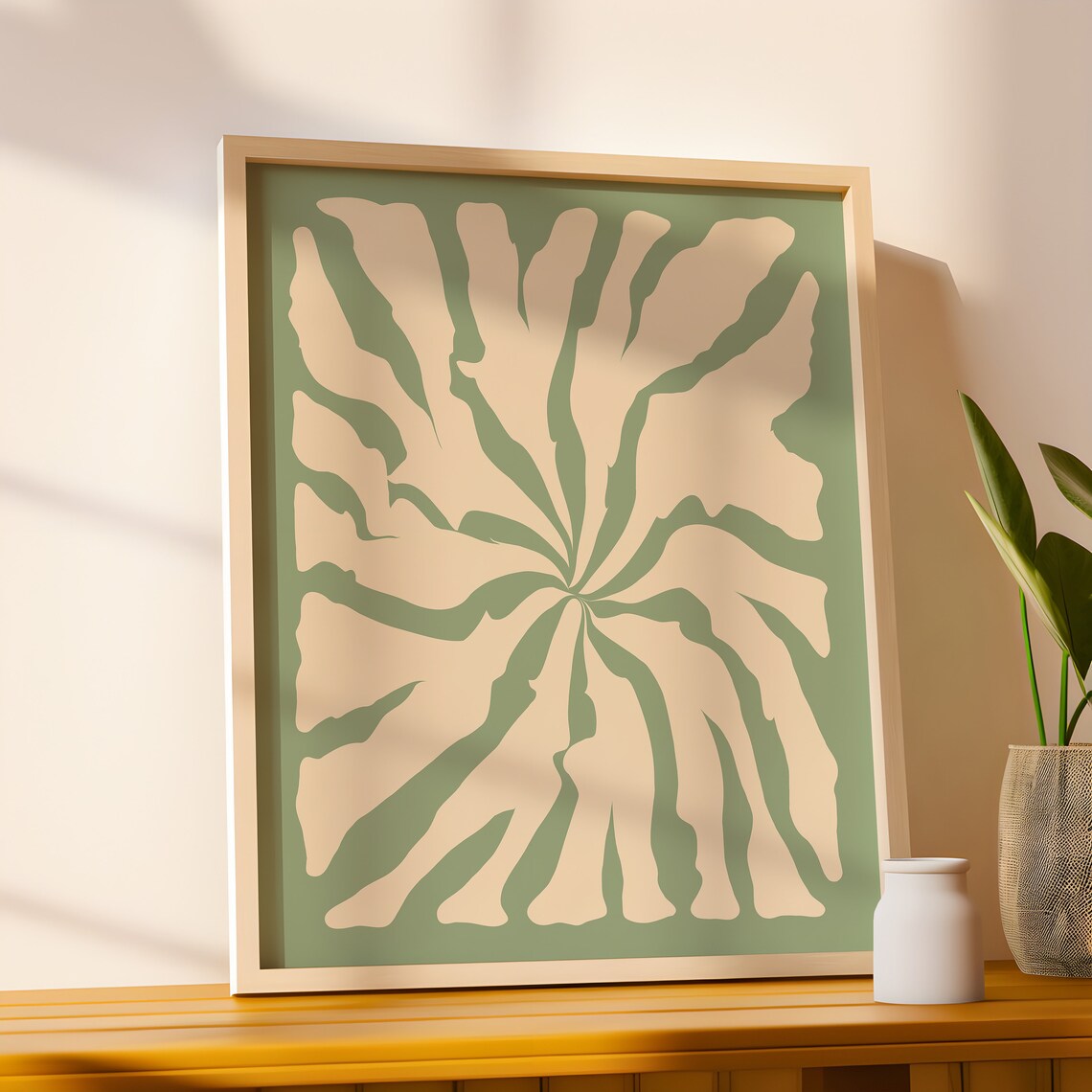 Sage Green Wall Art, Retro Poster, Minimalist Green Swirl, Sage Green ...