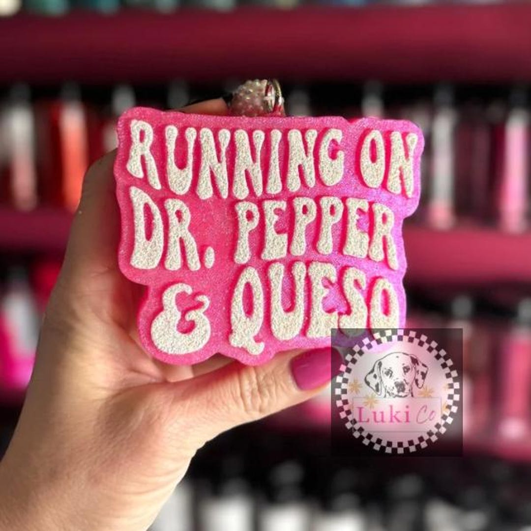Running on Dr Pepper Queso Pink Car Freshie - Etsy